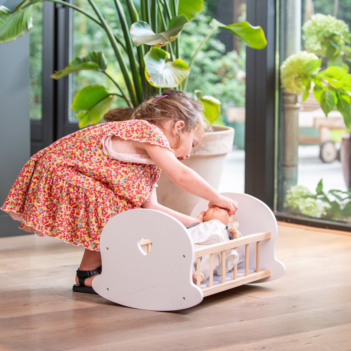 Poppen schommelbed grijs/ wit | bol.com