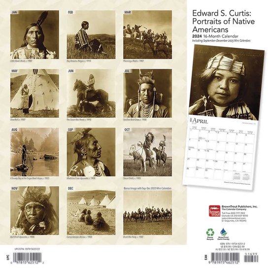 Edward S. Curtis Portraits of Native Americans Kalender 2024 | bol