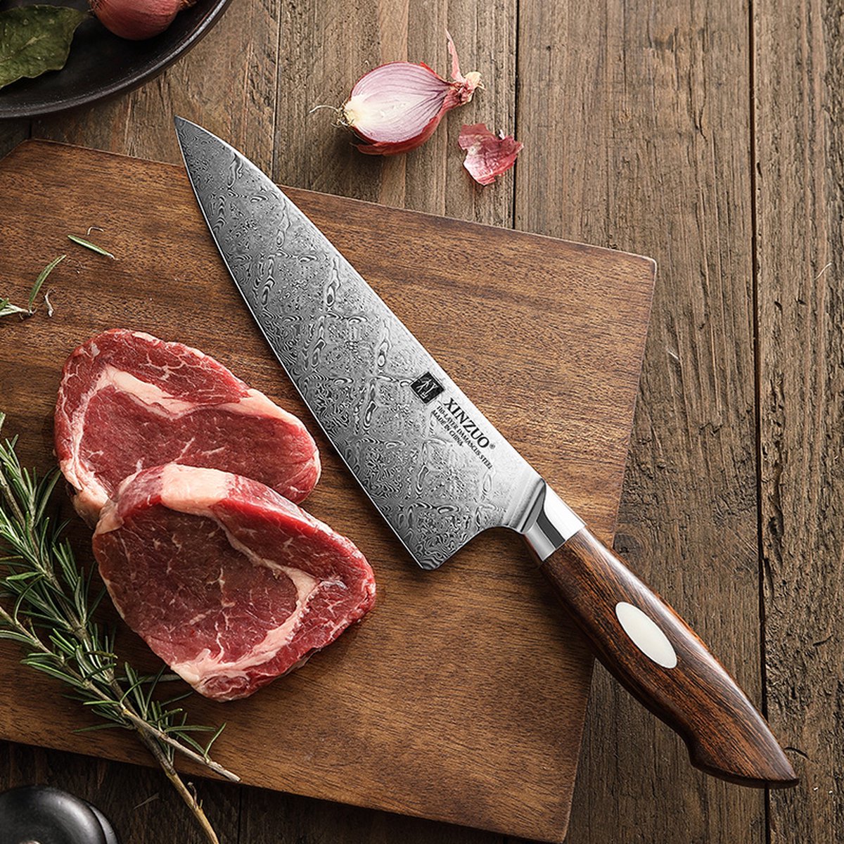 Koksmes van gehamerd 110-laags Dual-core Damascus Staal | Professioneel ...