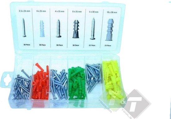 Schroef en plug set, 165 delig, verscillende maten schroeven, kruiskop ...
