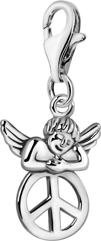 Quiges – 925 - Zilver – Charm - Bedel - Hanger - Engel met Peace ...