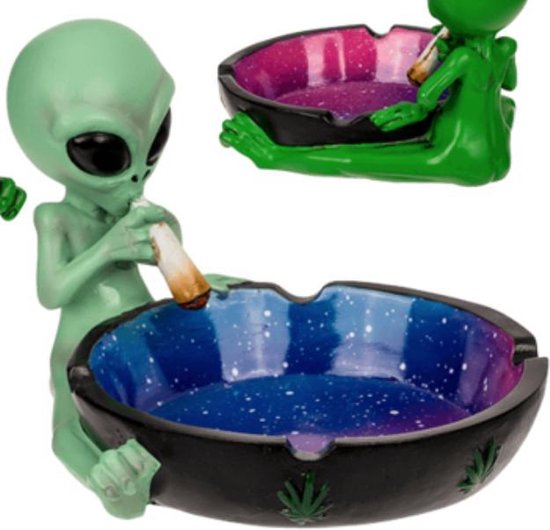 Alien Met Joint Asbak Licht Groen - Rokende Alien asbak - Rokende alien ...