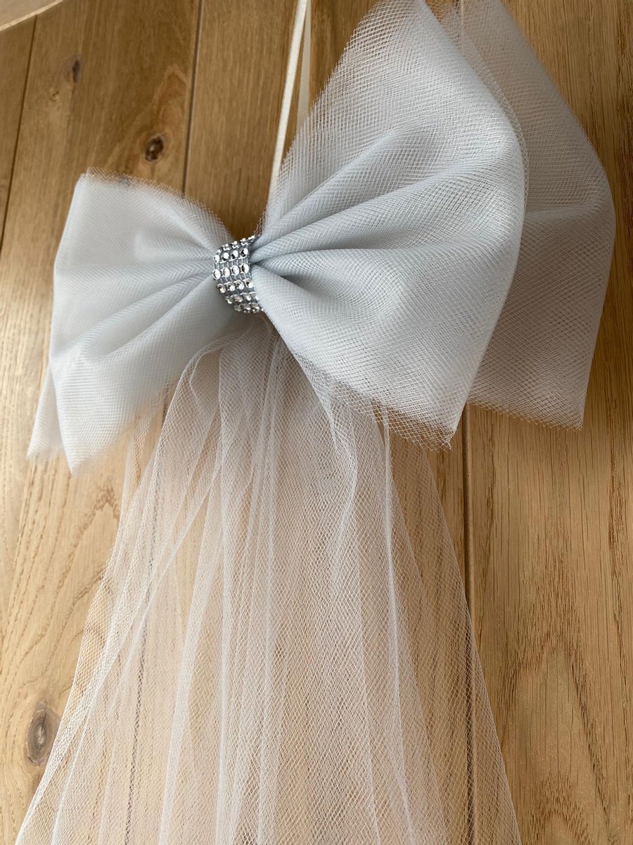 Zilveren Strikken met Diamanten Lint 2 stuks/ Bruiloft Decoratie ...