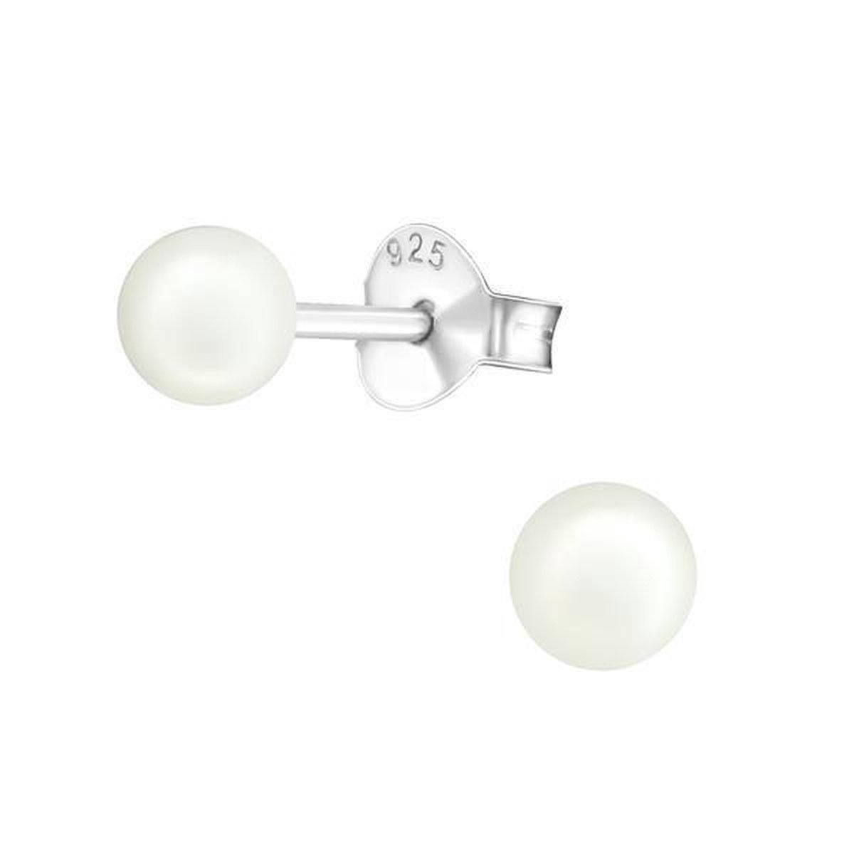 Aramat jewels ® - Zilveren pareloorbellen 925 zilver creme 4mm | bol.com