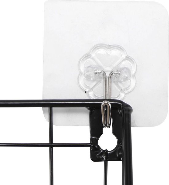 DB Lifestyle opbergrek wand of staand - zwart - met houten plank ...