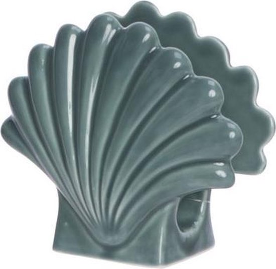 Servethouder schelp - shell groen - 12x7xh13cm - porselein | bol