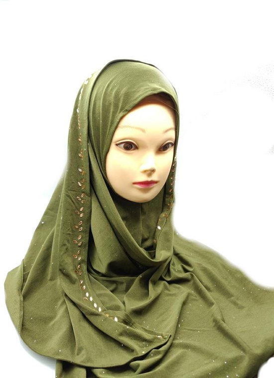 Elegante hoofddoek, legergroen hijab. | bol