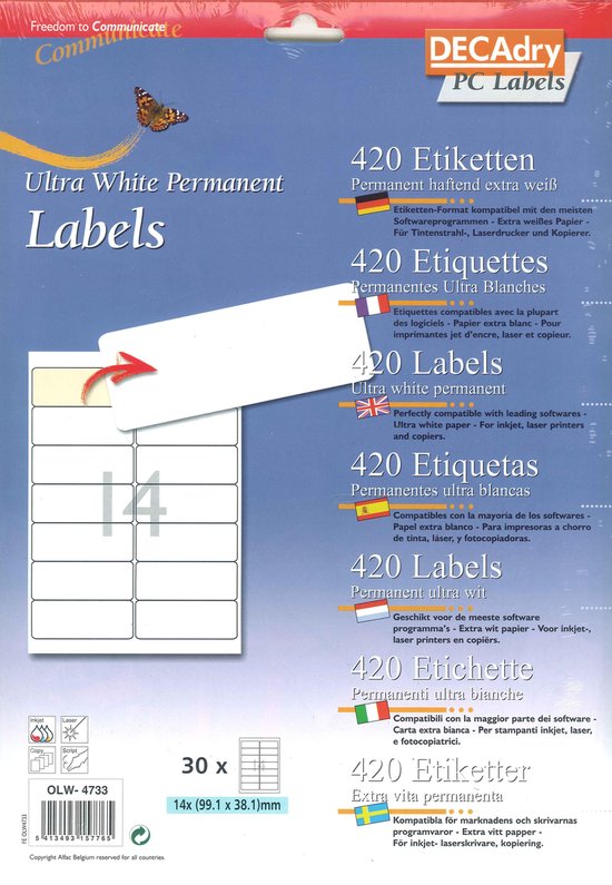 Decadry Etiketten / Labels 99.1 x 38.1mm | bol.com