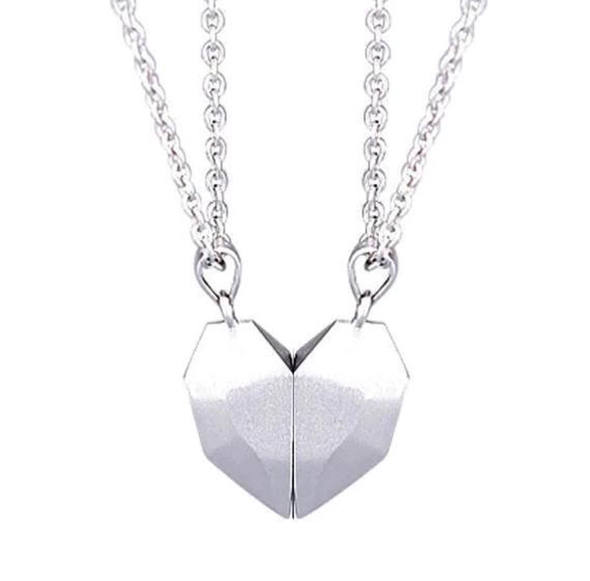 Magnetische Hartjes Ketting Set - Zilver kleurig - Valentijn Cadeautje ...