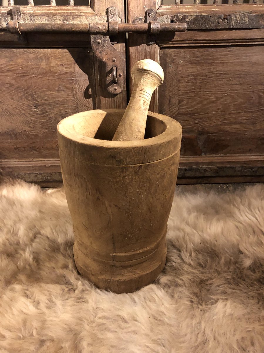 Rustiek landelijk houten decoratie vijzel 25Hx17B | bol.com