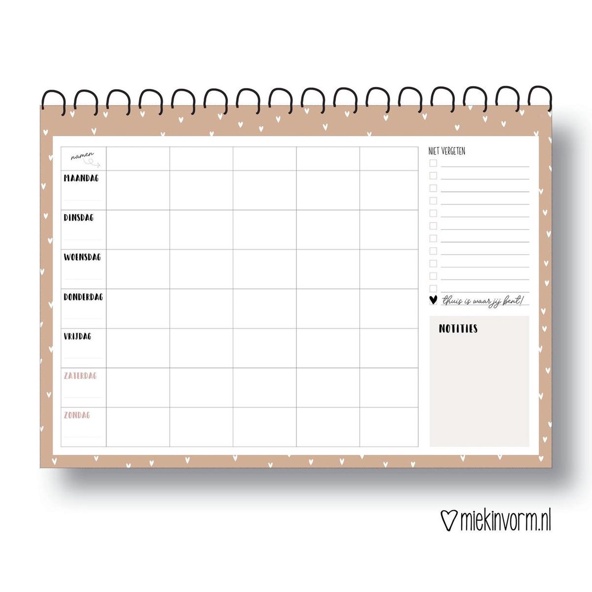 Miek in vorm - Familieplanner - Liefde - Kalender zonder datum - Cadeau ...