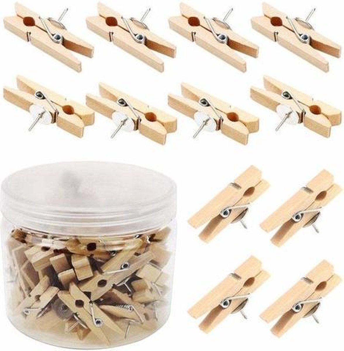 Kurk24 Pushpin knijpers - hout - 20 stuks | bol