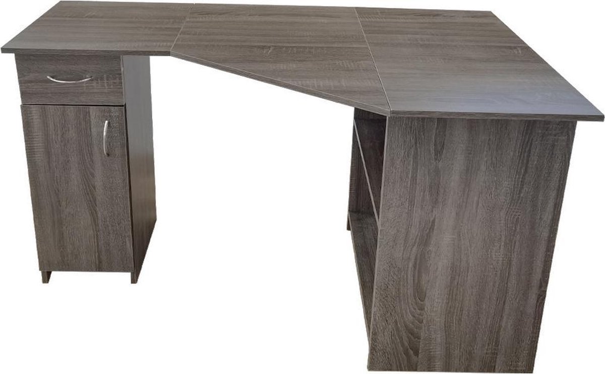 Hoekbureau - computer meubel - 130 cm breed - bruin grijs kleurig | bol.com