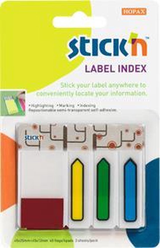 Stick'n Label Index - pijl 45x12mm 3x, 45x25mm, 120 stuks index tabs | bol