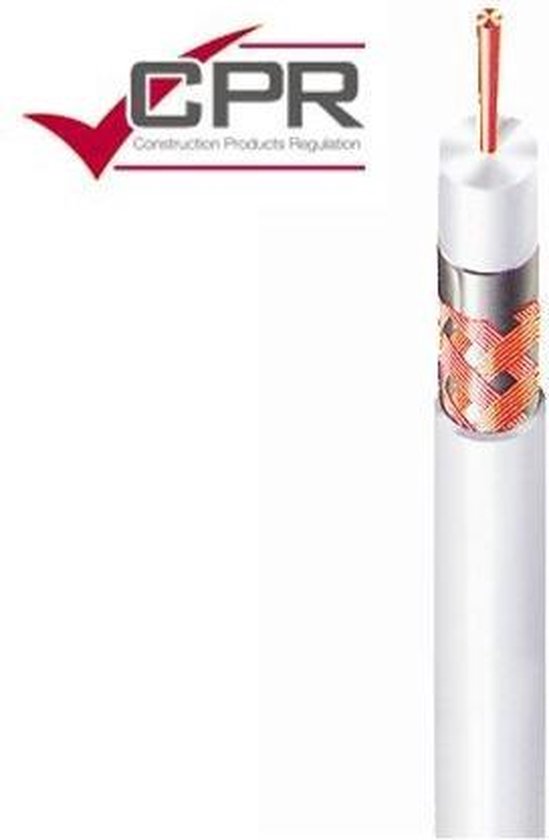 Satelliet coaxiale kabel - 75 Ohms - Ø 6,6mm - ECA - CPR - Wit - 100m | bol
