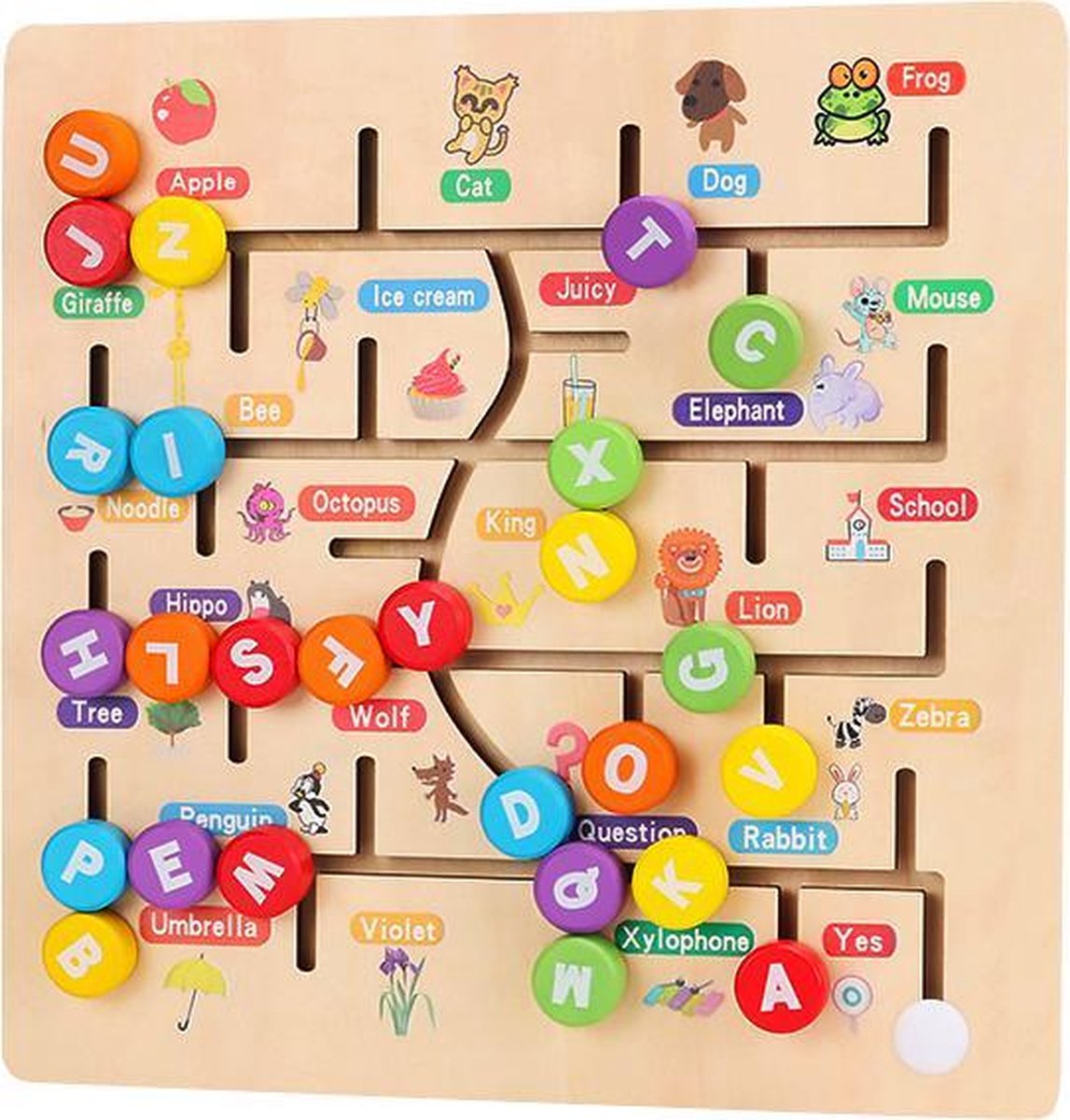 Wooden Alphabet Maze - Wooden Toys Kids Maze ABC Alphabet Game Toddler ...