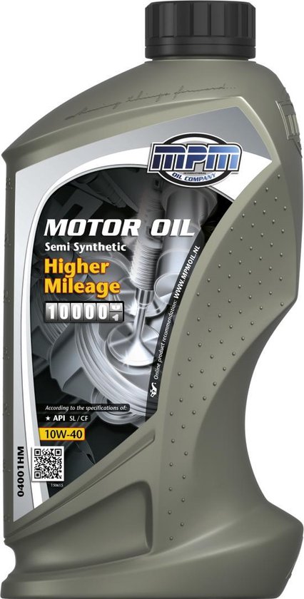 MPM MOTOR OIL 10W-40 SEMI SYNTHETIC HIGHER MILEAGE 1 LITER 04001HM ...