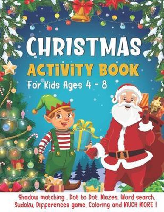 Christmas Activity Book For Kids Ages 4-8: A Fun Activities & Coloring ...
