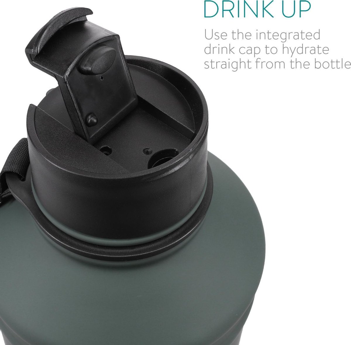 2,2 liter fitness drinkfles antraciet - XXL fles Gym Bottle - Sport ...