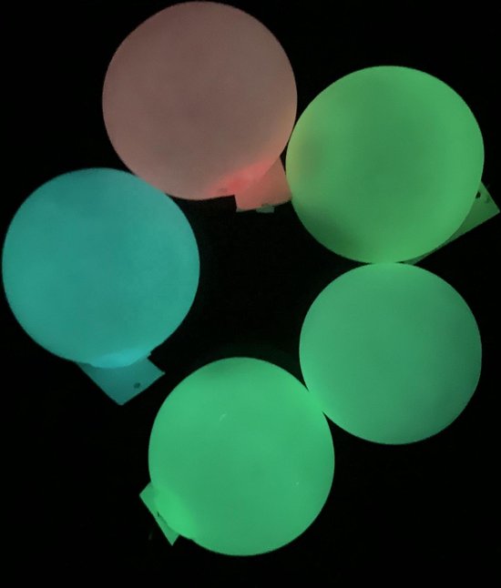 (SET VAN 8) Glow In The Dark Sticky Balls - Muurbal Tiktok- Sticky Wall ...