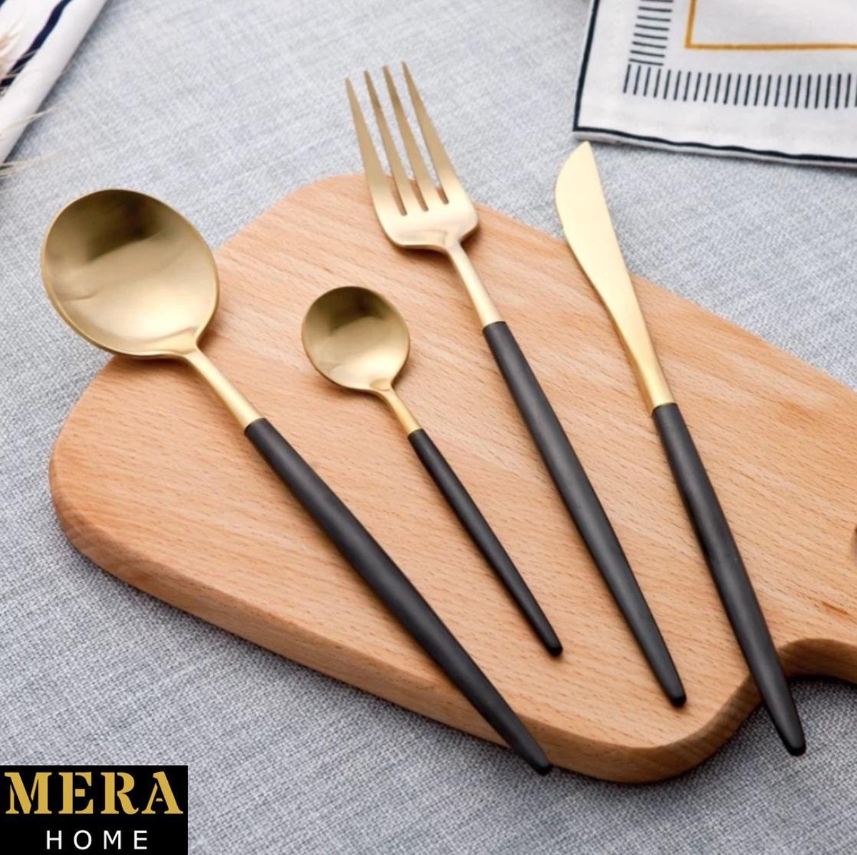 Goud Zwart Bestek - 4 Delig - Goud - Zwart - Bestek - Bestekset ...