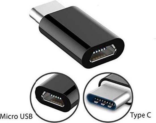 NÖRDIC MIUSB-C Micro-USB naar USB-C adapter, 1 stuk, zwart | bol