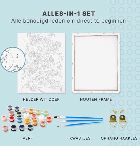 Schilderen op nummer |Inclusief | Frame | 30 x 40 cm | Schattige welp ...