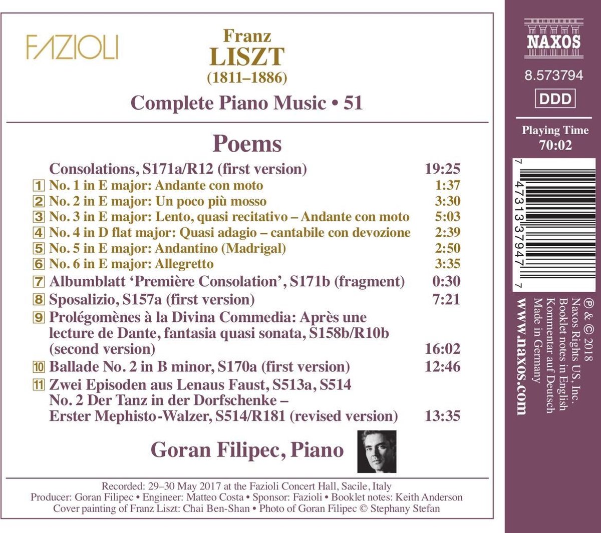 Goran Filipec - Complete Piano Music, Vol. 51 - Poems (CD), Goran ...