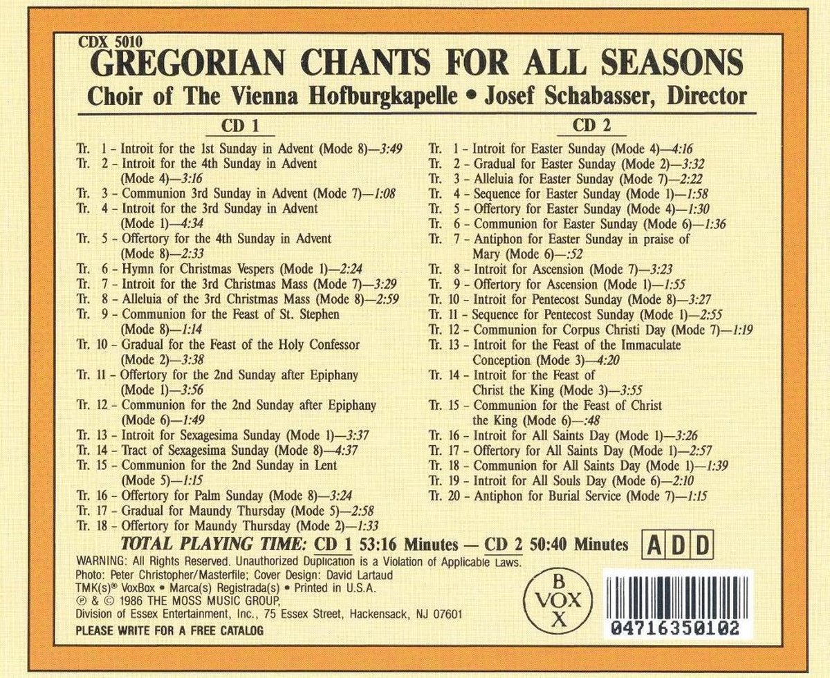 Gregorian Chants For All Season/Schabasser, Vienna Hofburgkapelle Choir,... | bol.com