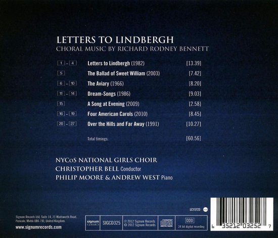 Bennett: Letters To Lindbergh, Christopher Bell | CD (album) | Muziek ...