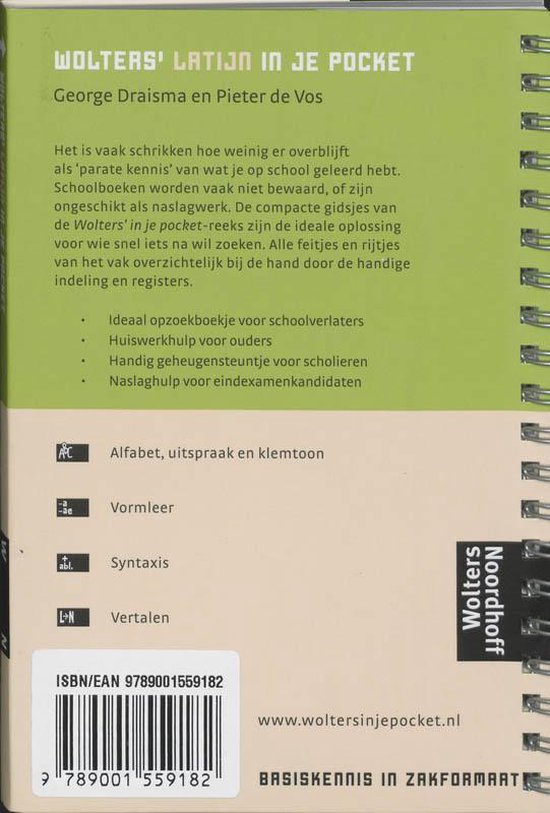Wolters' Latijn In Je Pocket, George Draisma | 9789001559182 | Boeken | bol
