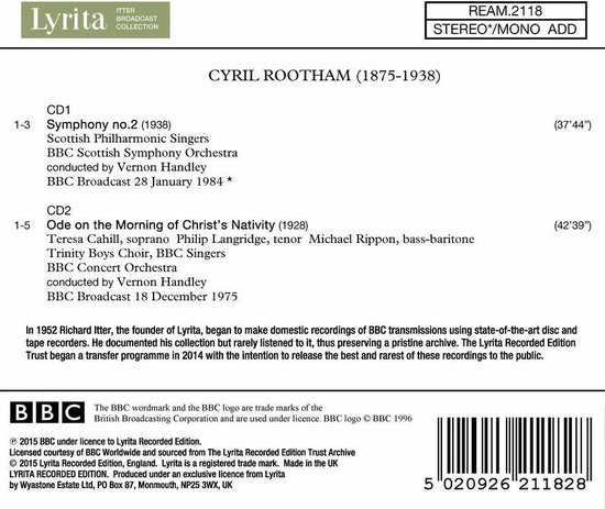 Various Artists - Rootham: Symphony No.2 Ode On The Morning Of Christ's ...