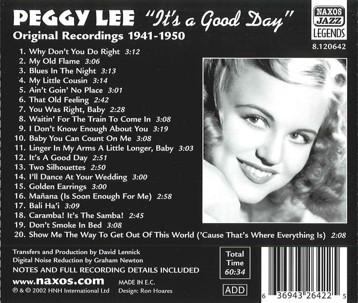 Peggy Lee - It's A Good Day (CD), Dave Barbour | Muziek | bol.com