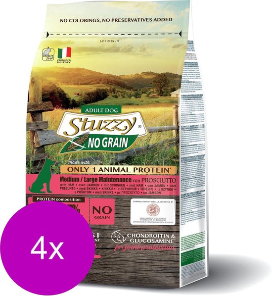 Stuzzy Dog No Grain Ham - Hondenvoer - 4 x 800 g Graanvrij | bol.com