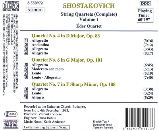 Shostakovich: String Quartets Vol 1 / eder Quartet, Dmitri Shostakovich | CD (album) |... | bol.com