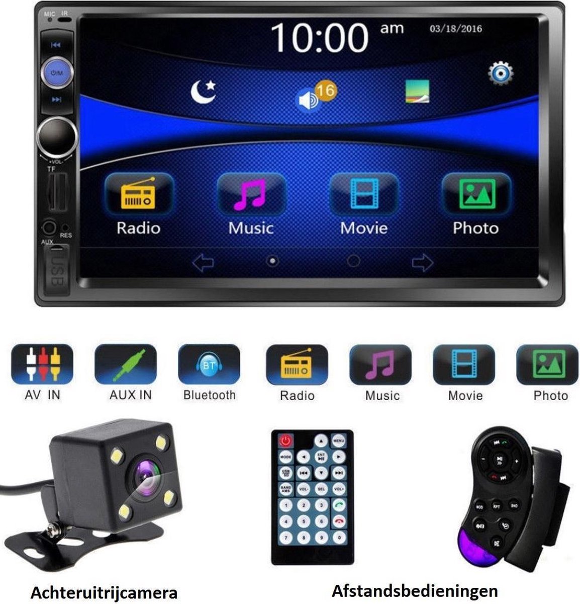 bol.com | Dubbel Din Autoradio met Achteruitrijcamera | 7 inch ...