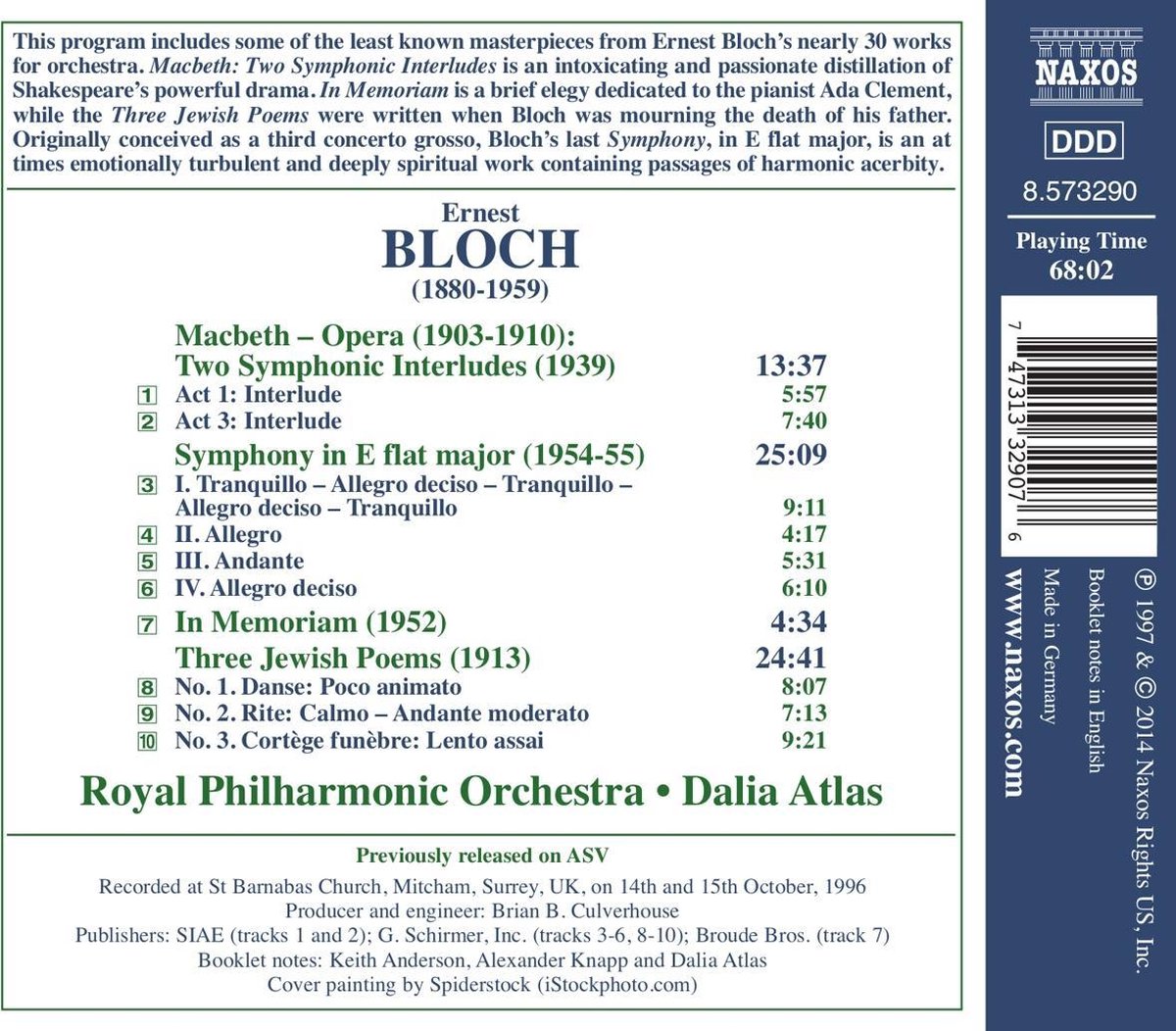 Royal Philharmonic Orchestra, Dalia Atlas - Bloch: Symphony In E Flat, Macbeth - Two... | bol.com