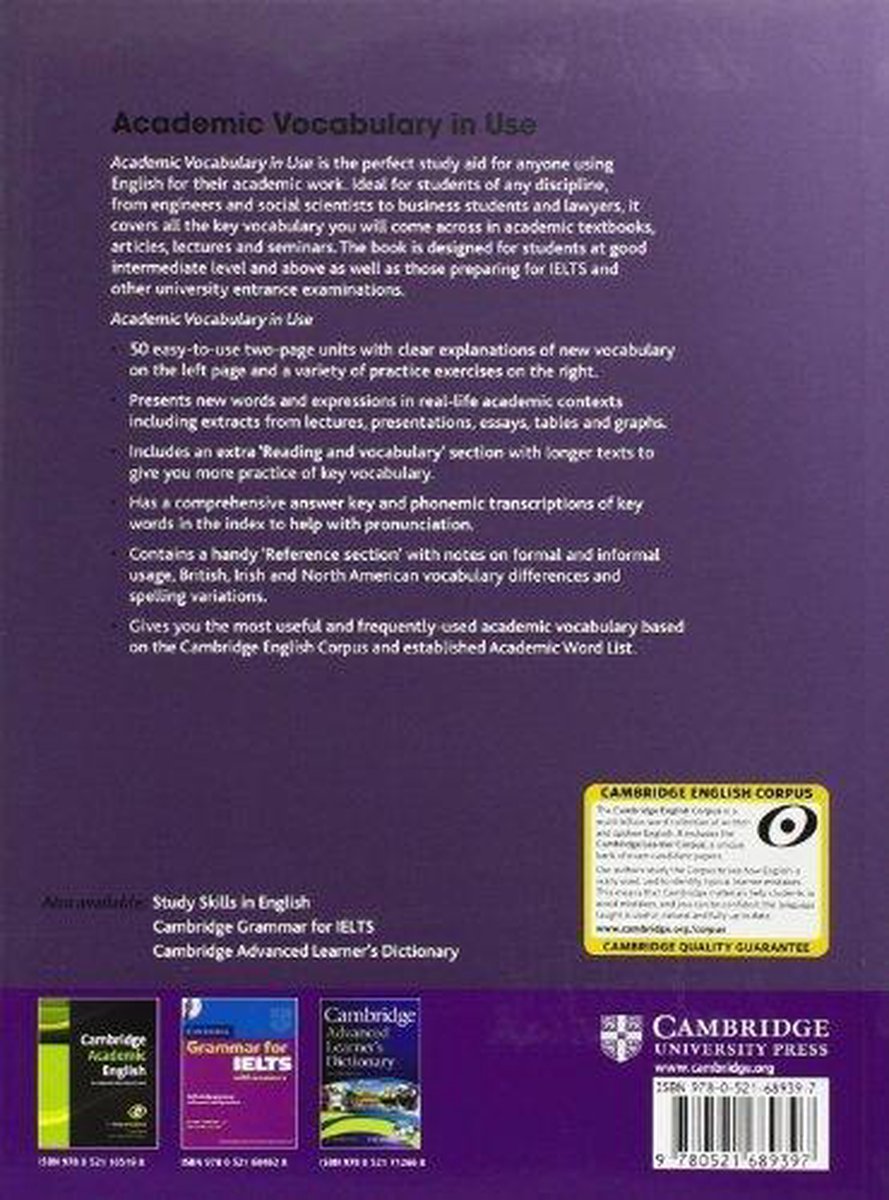 Academic Vocabulary In Use With Answers | 9780521689397 | Michael ...