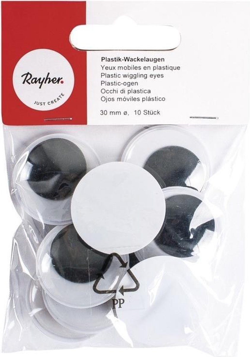30x Wiebel oogjes/googly eyes 30 mm - Plastic beweegbare oogjes - Hobby ...