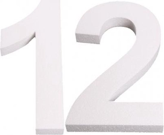 Piepschuim 12 cijfer 25 cm - Styropor cijfer 12 | bol.com