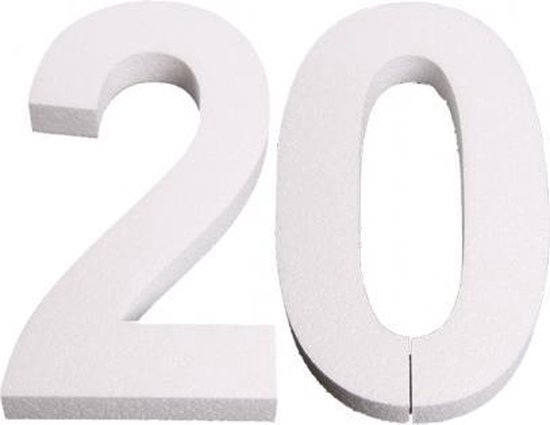 Piepschuim 20 cijfer 25 cm - Styropor cijfer 20 | bol.com