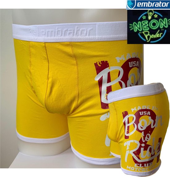 Embrator 2-stuks mannen Boxer Neon print Born to Ride geel maat XXL ...
