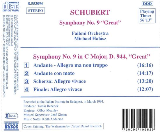Failoni Orchestra, Michael Halász - Schubert: Symphony 9 'Great' (CD ...