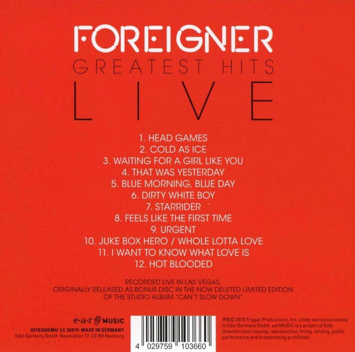 Greatest Hits Live, Foreigner | CD (album) | Muziek | bol.com
