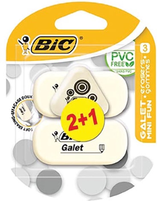 21x Bic gum Galet 2 stuks + 1 gum Mini Fun gratis, op blister | bol.com