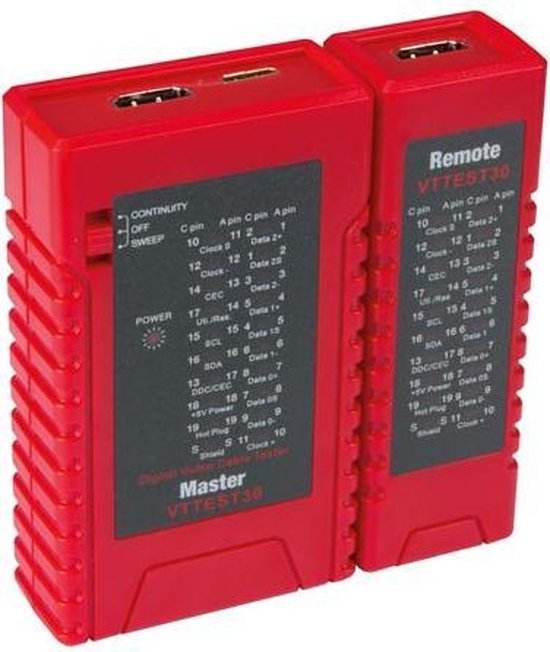 Velleman HDMI Kabel Tester - Max. 50m - VTTEST30 - Rood | bol