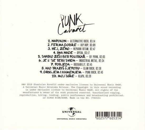 Punk Cabaret, Stanislav Kovacic | CD (album) | Muziek | bol