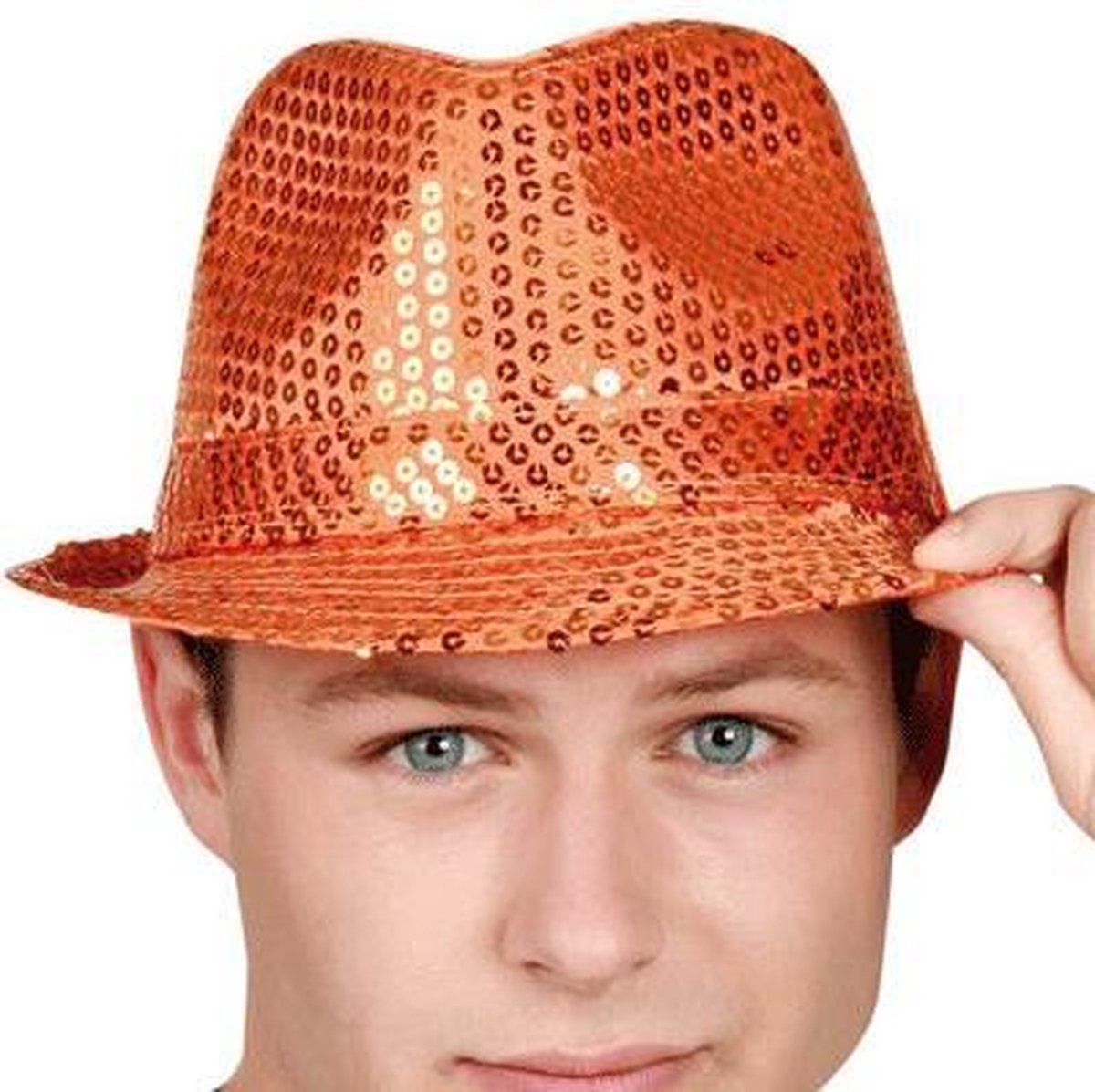Boland Trilby hoed met pailletten - oranje - glitter - Toppers | bol.com