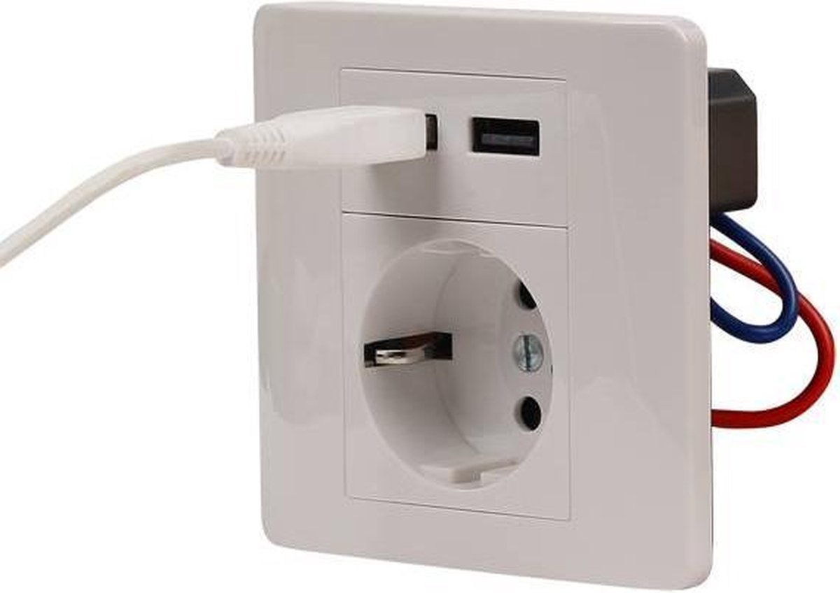 USB-Contactdoos met 2 x 2.1 usb inbouw oplader | bol.com