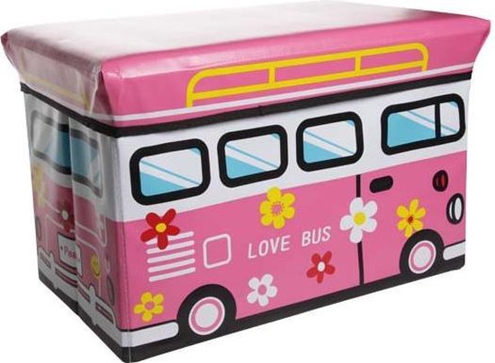 Cosy&Trendy for kids Kiddie Opbergzitbox - Love bus - 49 cm x 49 cm ...